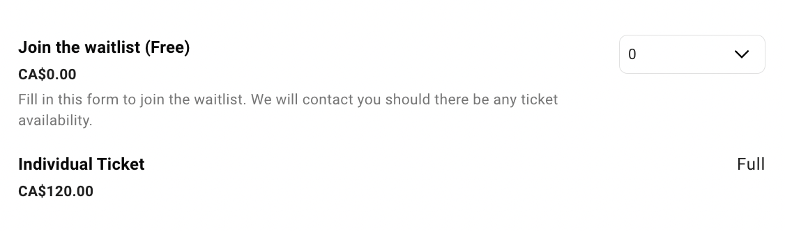 Add early bird tickets or a waitlist to an event